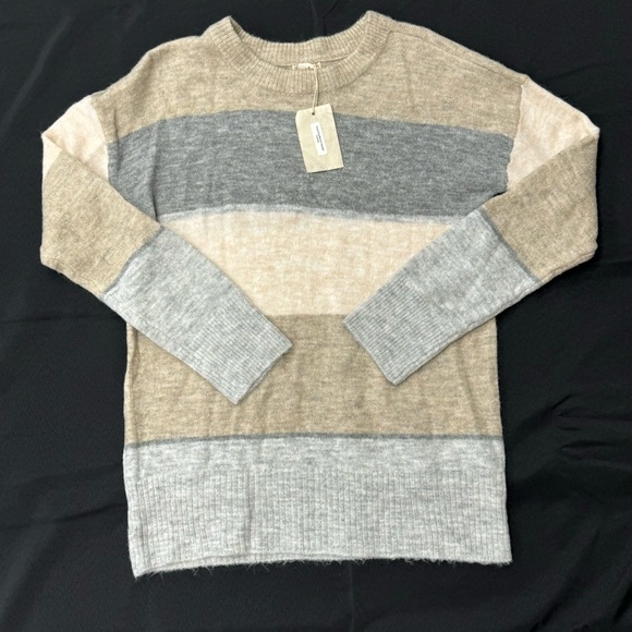 Hem & Thread | Sweaters | Multicolor Block Sweater In Gray Taupe Mocha ...